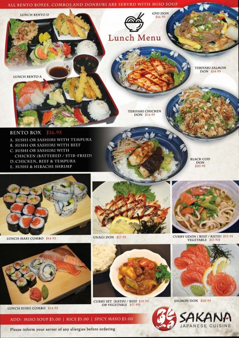 2021 LUNCH MENU! – Sakana Japanese Cuisine